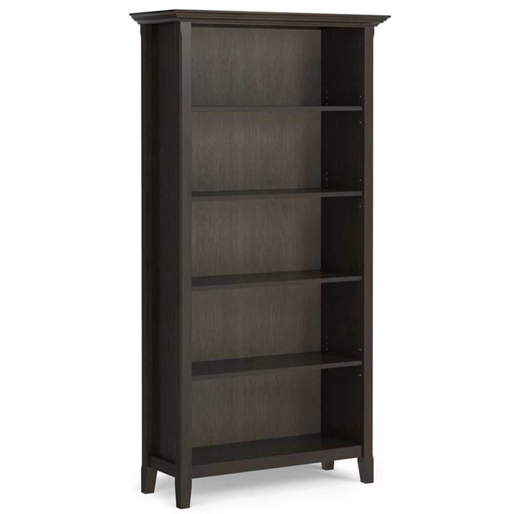 Pemberly Row 36" 5-Shelf Solid Wood Bookcase in Hickory Brown - Walmart.com