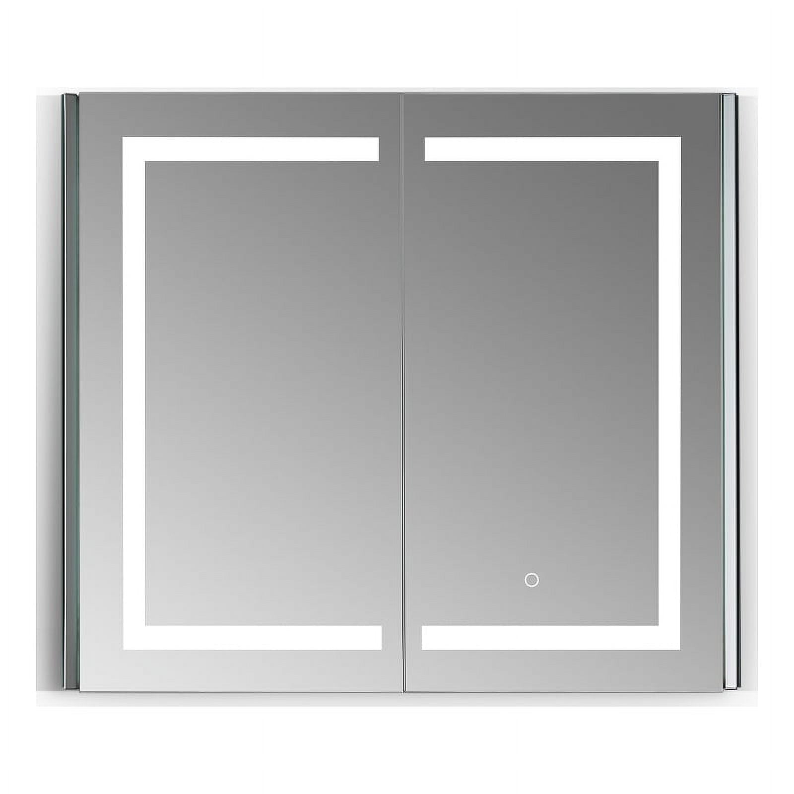 Pemberly Row 36" Clear Glass Surface-Mount/Recessed LED Mirror Medicine ...