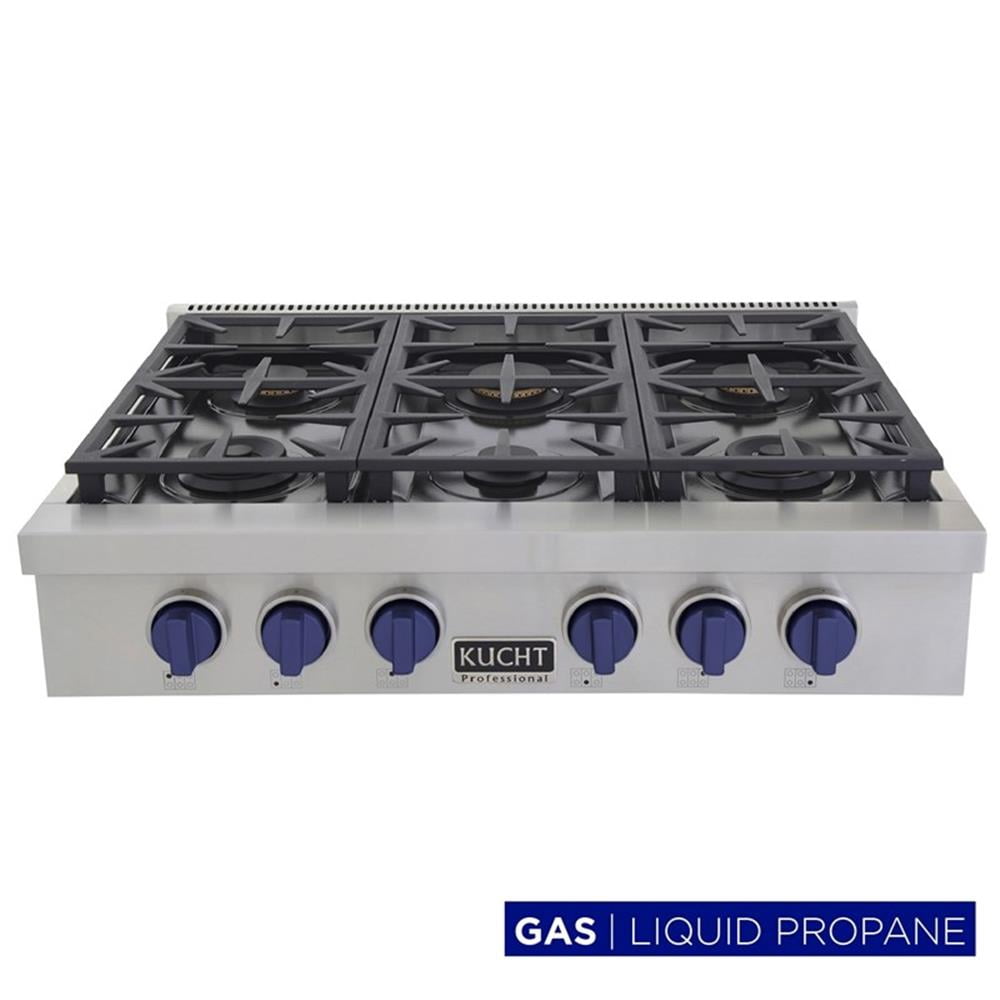 Pemberly Row 36" Propane Gas Range in Stainless Steel with Royal Blue ...