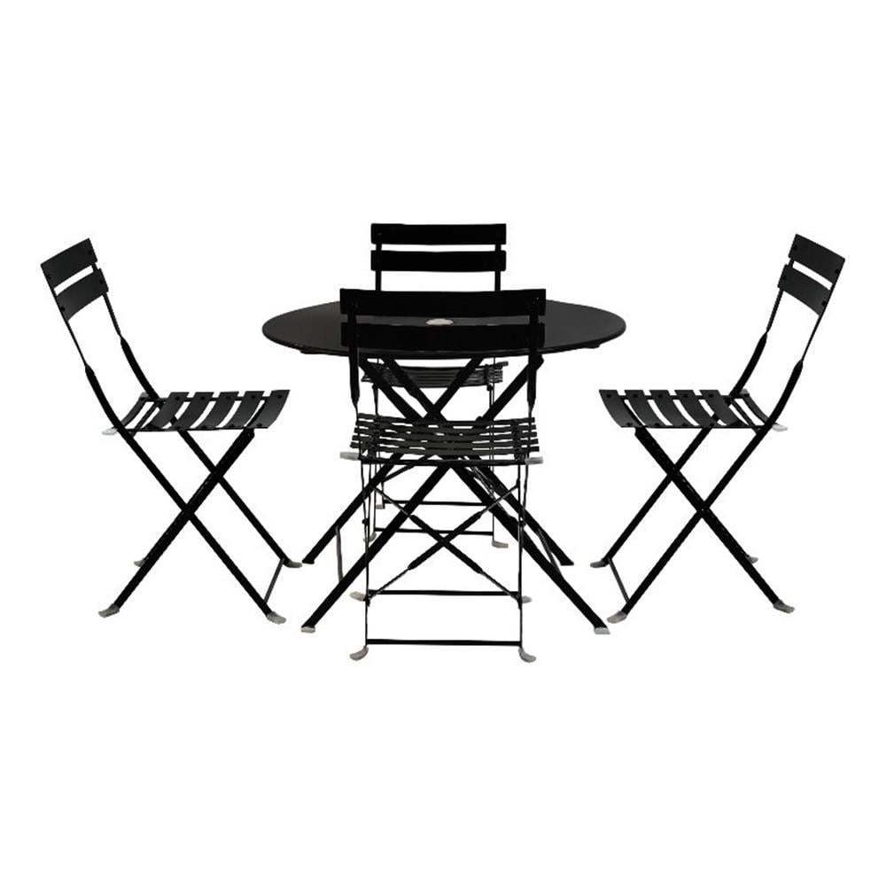 Pemberly Row 36" Round Bistro Table 5pc Set with 4 Chairs in Black ...