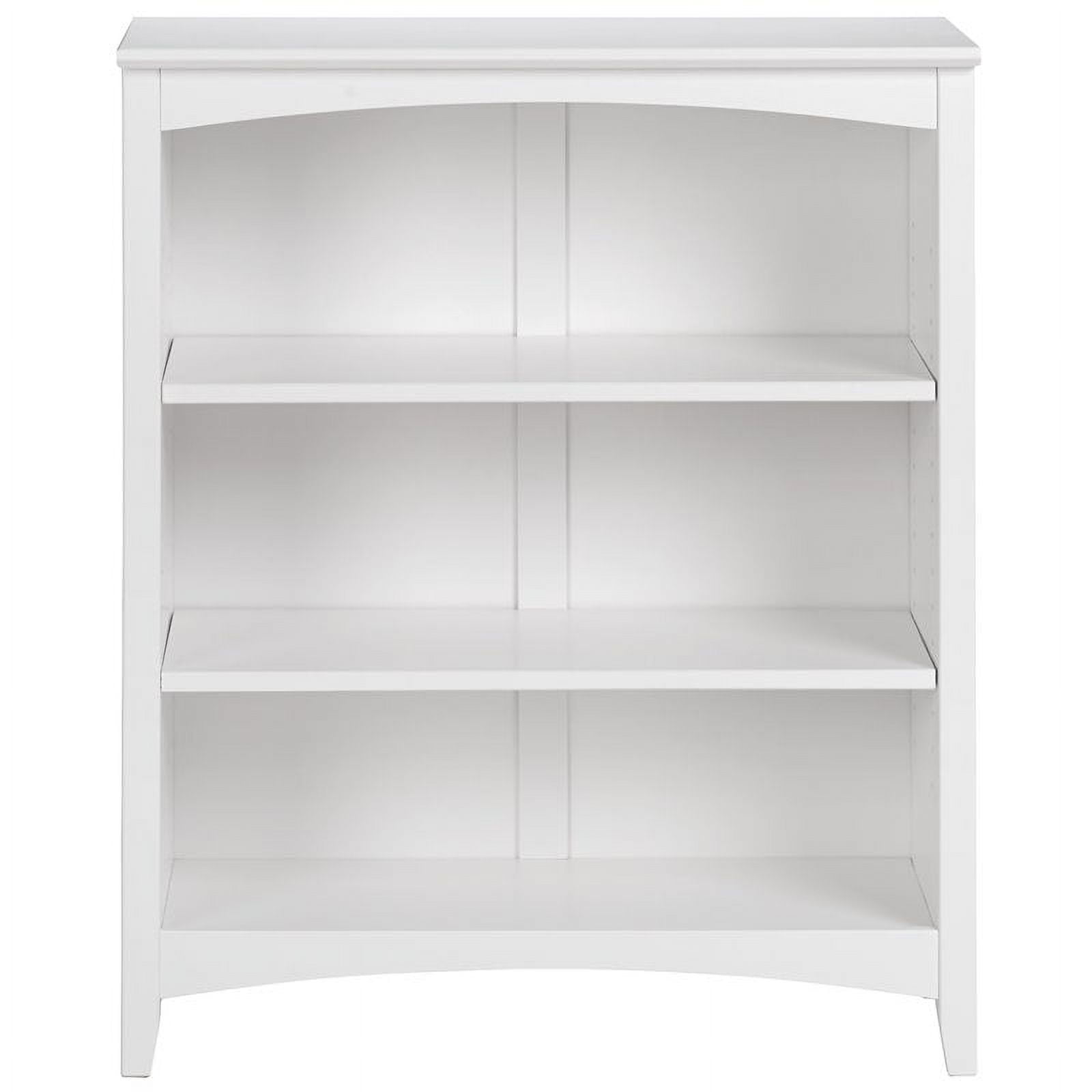 Pemberly Row 36" Shaker Style Solid Wood Bookcase in White Finish ...
