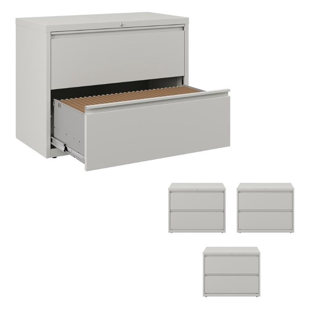 Pemberly Row 36"W 2 Drawer Metal Lateral Filing Cabinet - Light Gray ...