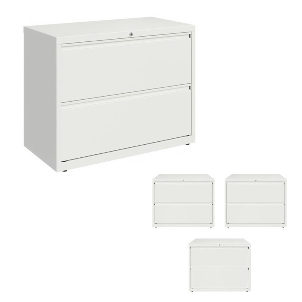 Pemberly Row 36" Wide 2 Drawer Metal Lateral File Cabinet - White (Set of 4) - Walmart.com