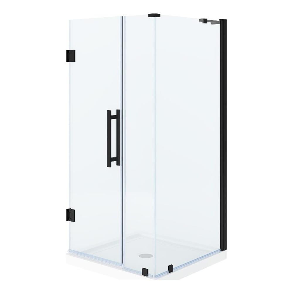 Pemberly Row 36 x 36 x 74-3/4 Corner Shower Kit with Base and Door in ...