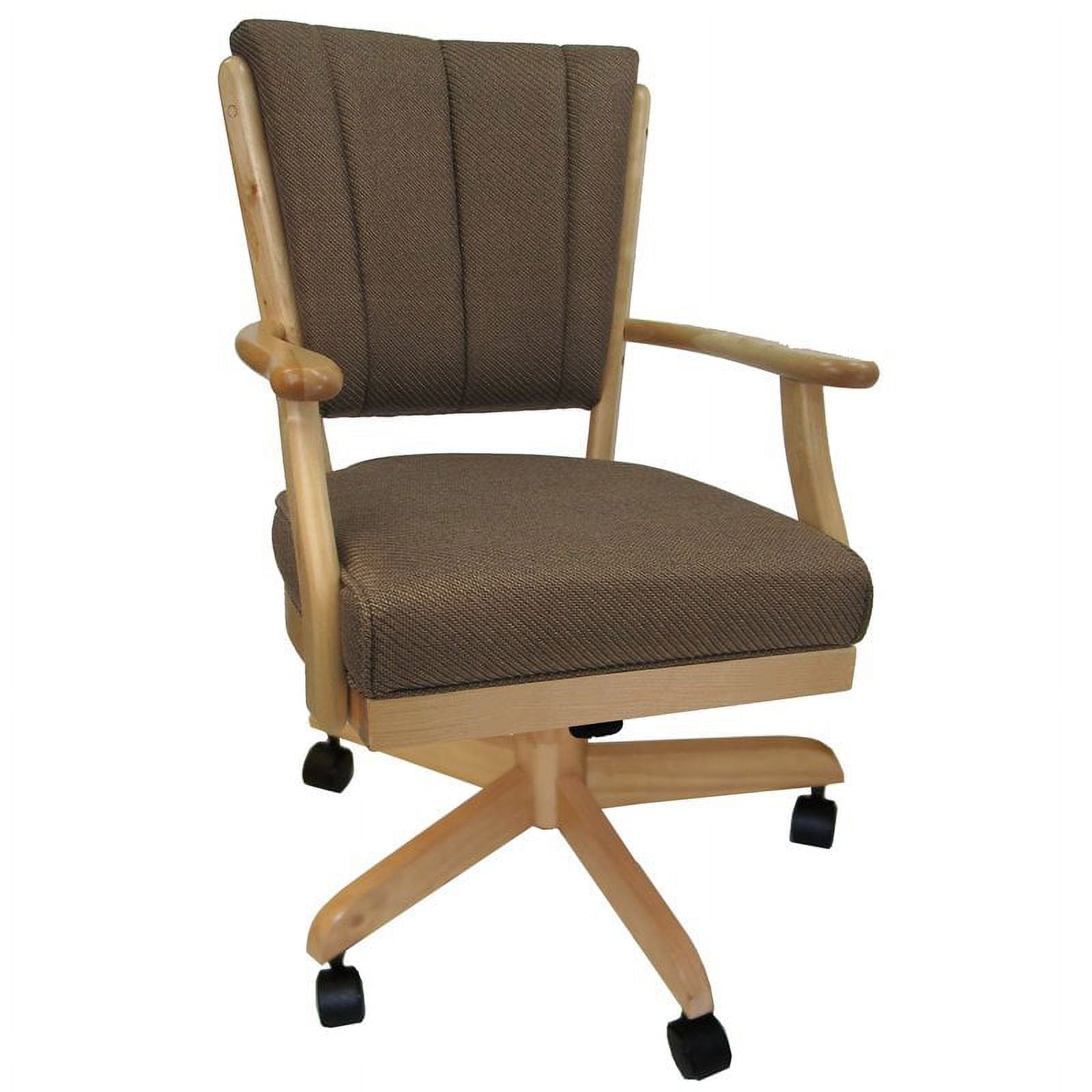Pemberly Row 37" Modern Wood Swivel Dining Chair on Wheels in Mahogany ...