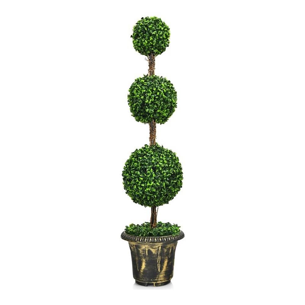 Pemberly Row 4' Artificial Topiary Triple Ball Tree Plant w/ UV ...