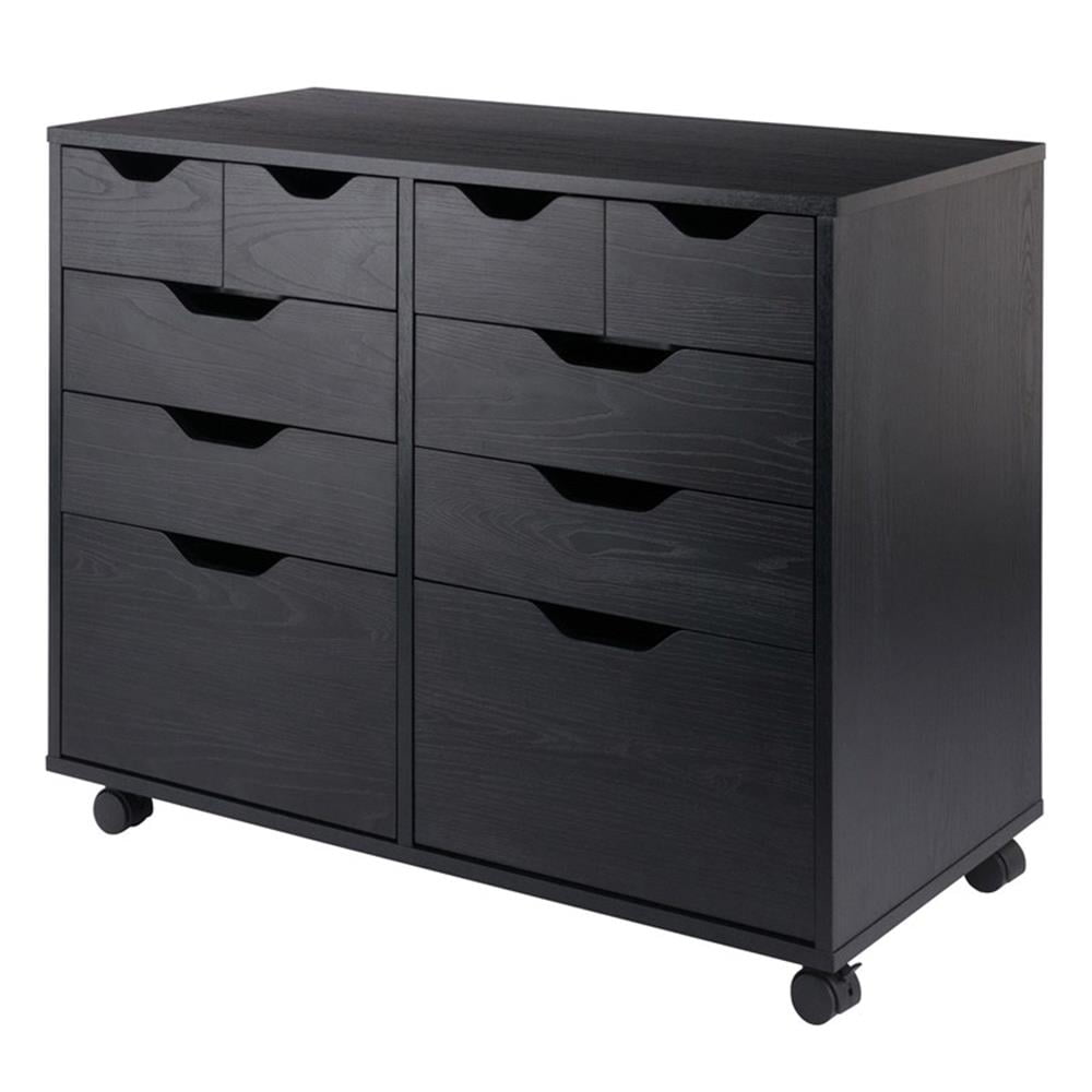 Pemberly Row 4-Drawer Engineered Wood Mobile Storage Cabinet in Black ...