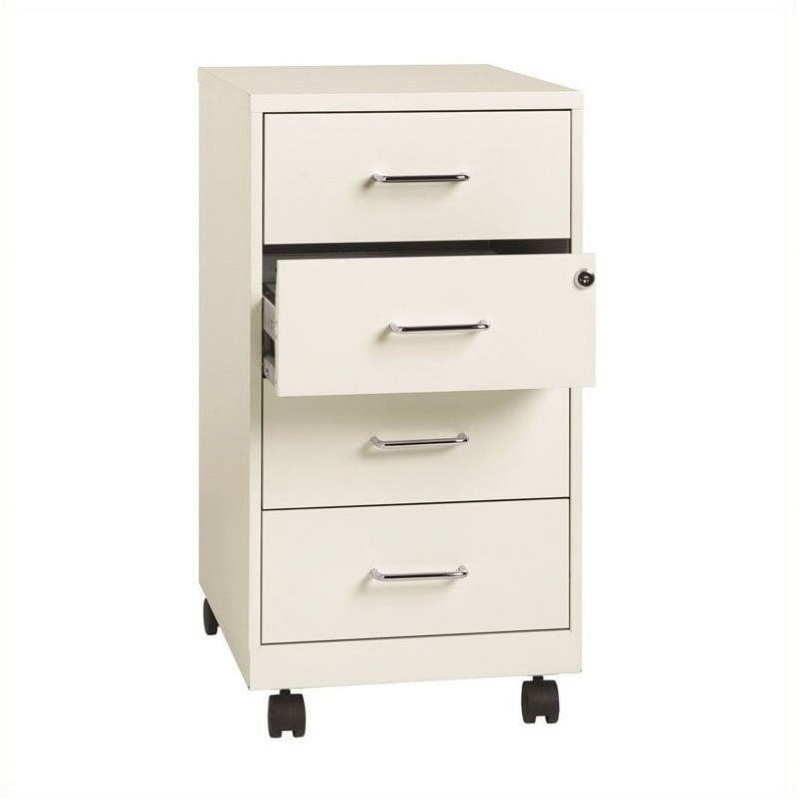 Pemberly Row 4 Drawer Steel File Cabinet in Pearl White with Lock and ...