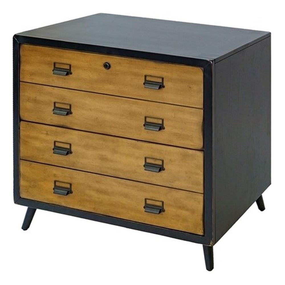 Pemberly Row 4 Drawers Lateral Black Wood Filing Cabinet Pre-assembled ...