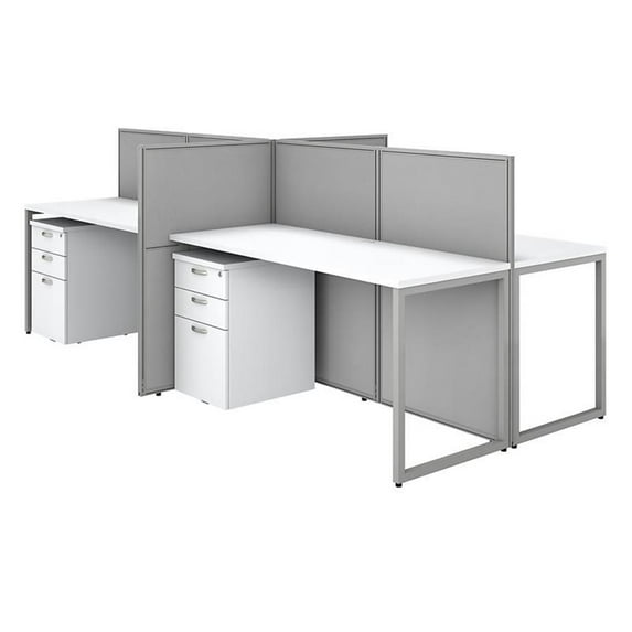 Pemberly Row 4 Person Desk with Storage and Panels in White ...