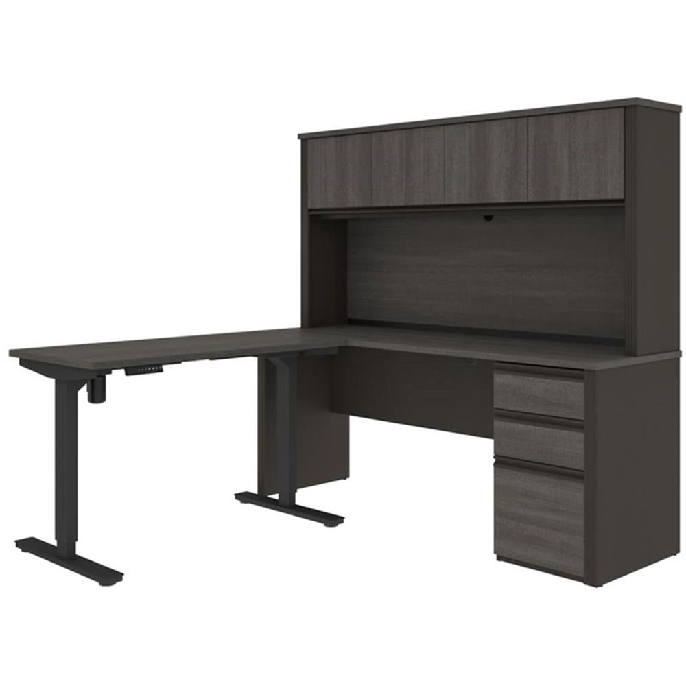 Pemberly Row 4 Piece Standing Desk Set in Bark Gray and Slate - Walmart.com