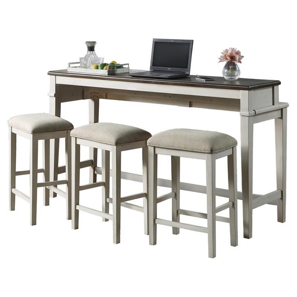 Pemberly Row 4-Piece Wood Counter-Height Console Table and Stools in ...