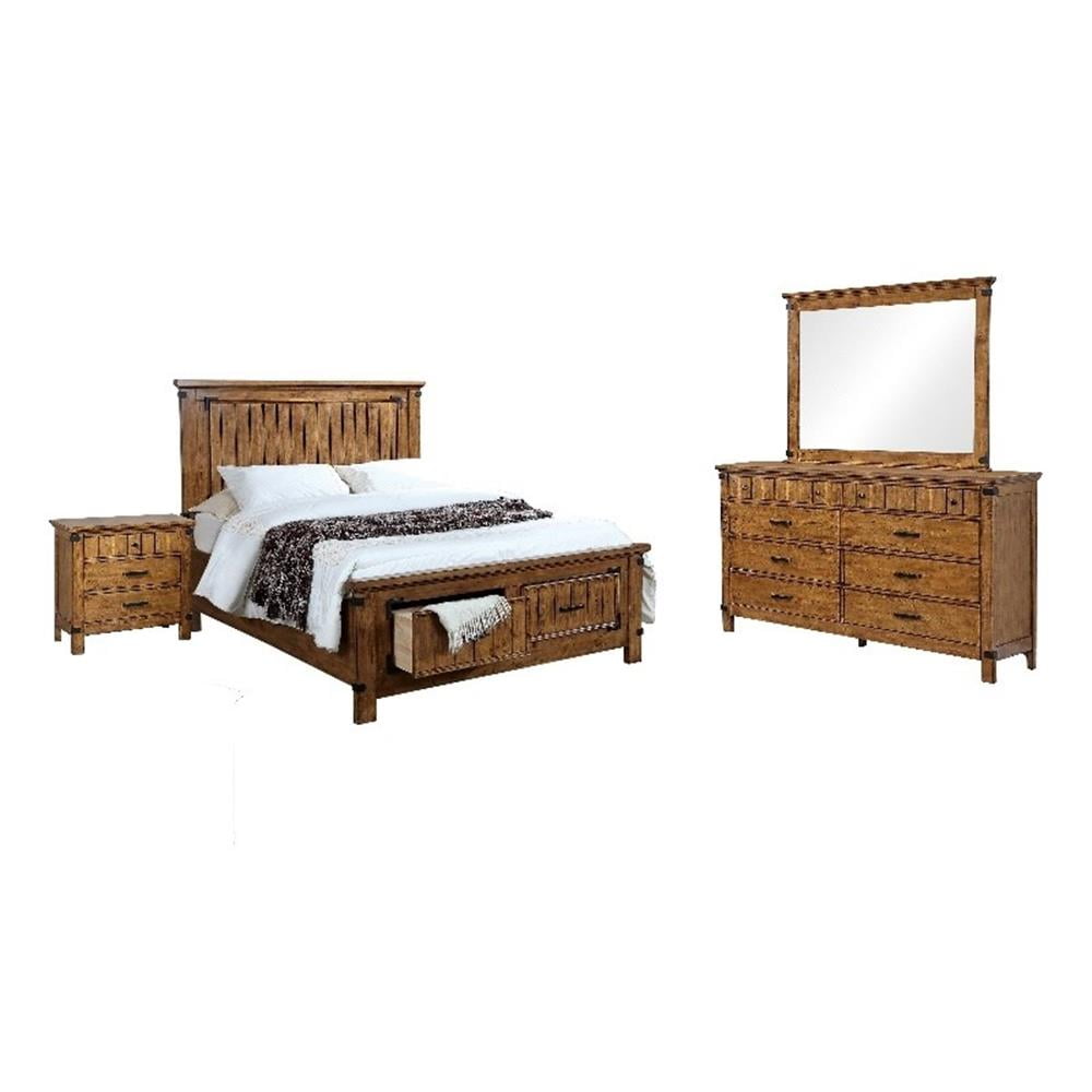 Pemberly Row 4-Piece Wood Queen Storage Bedroom Set in Brown - Walmart.com