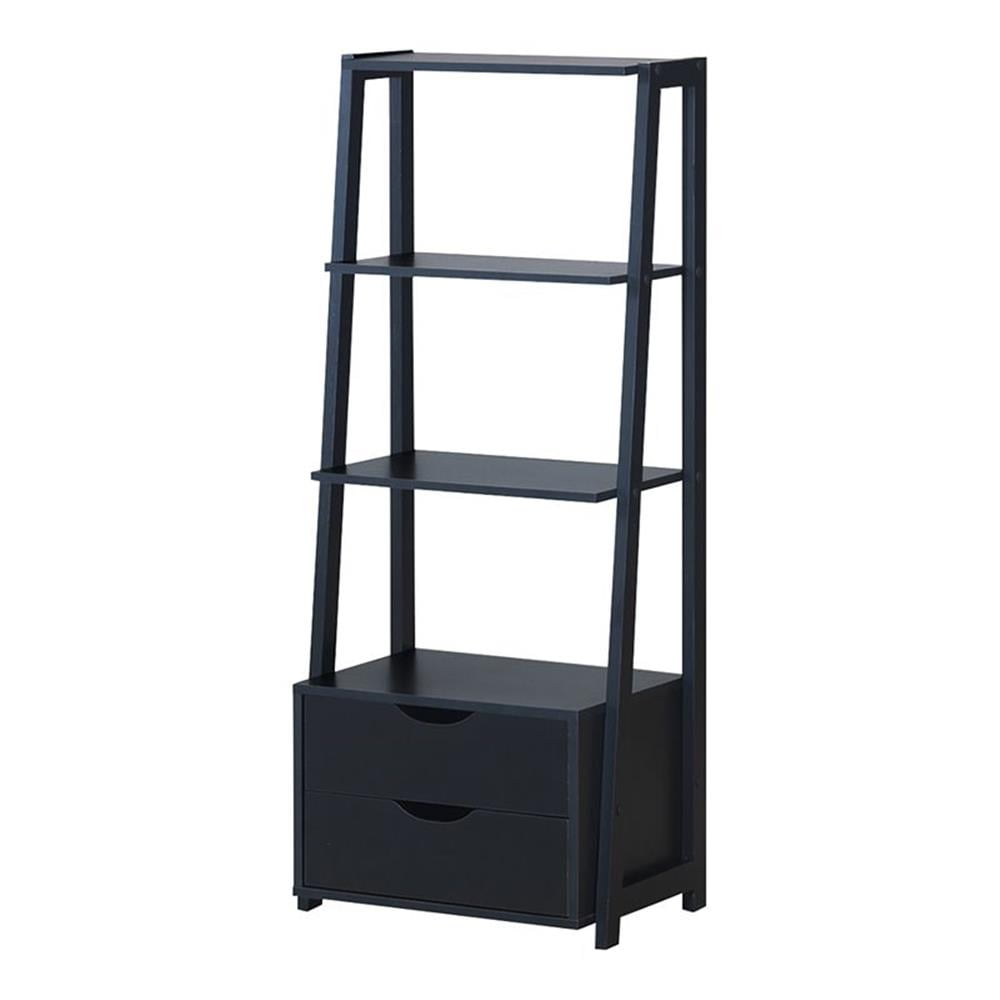 Pemberly Row 4-Tier Contemporary MDF Ladder Shelves in Black (Set of 2 ...