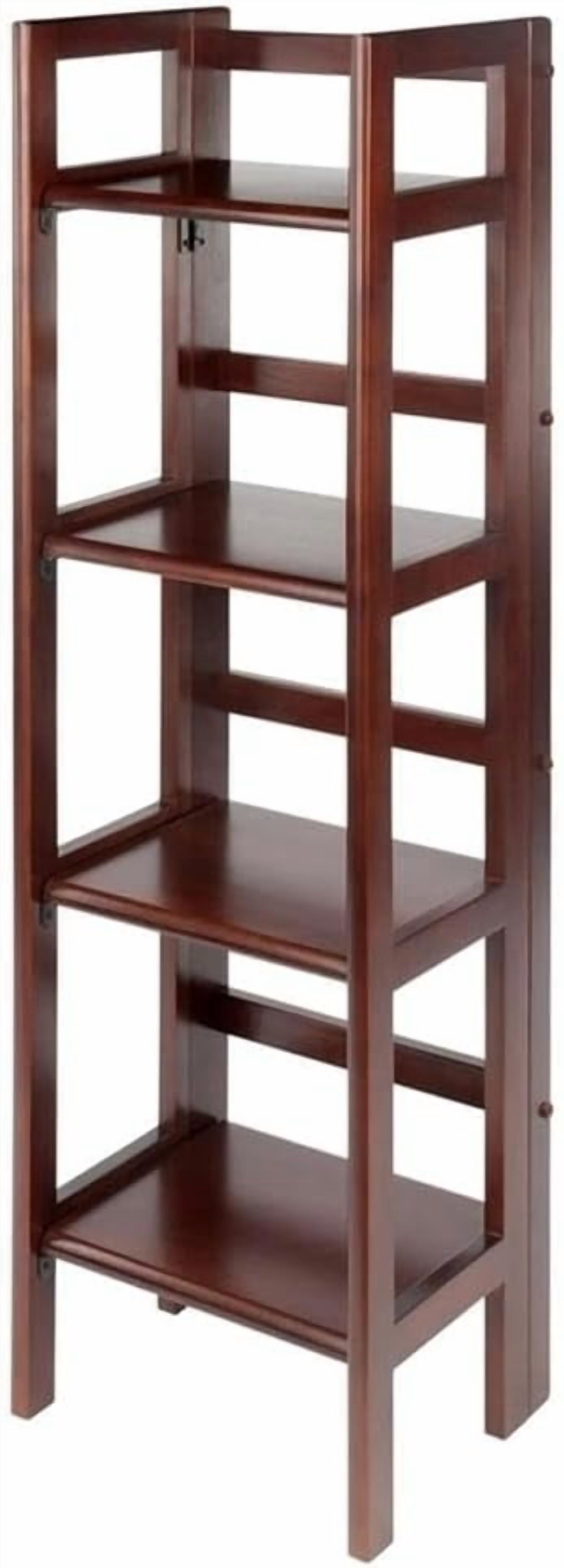 Pemberly Row 4-Tier Folding Transitional Solid Wood Book Shelf in ...