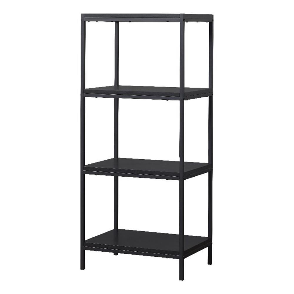 Pemberly Row 4-Tier Wood & Metal Bookshelf with Open Shelves in Black ...