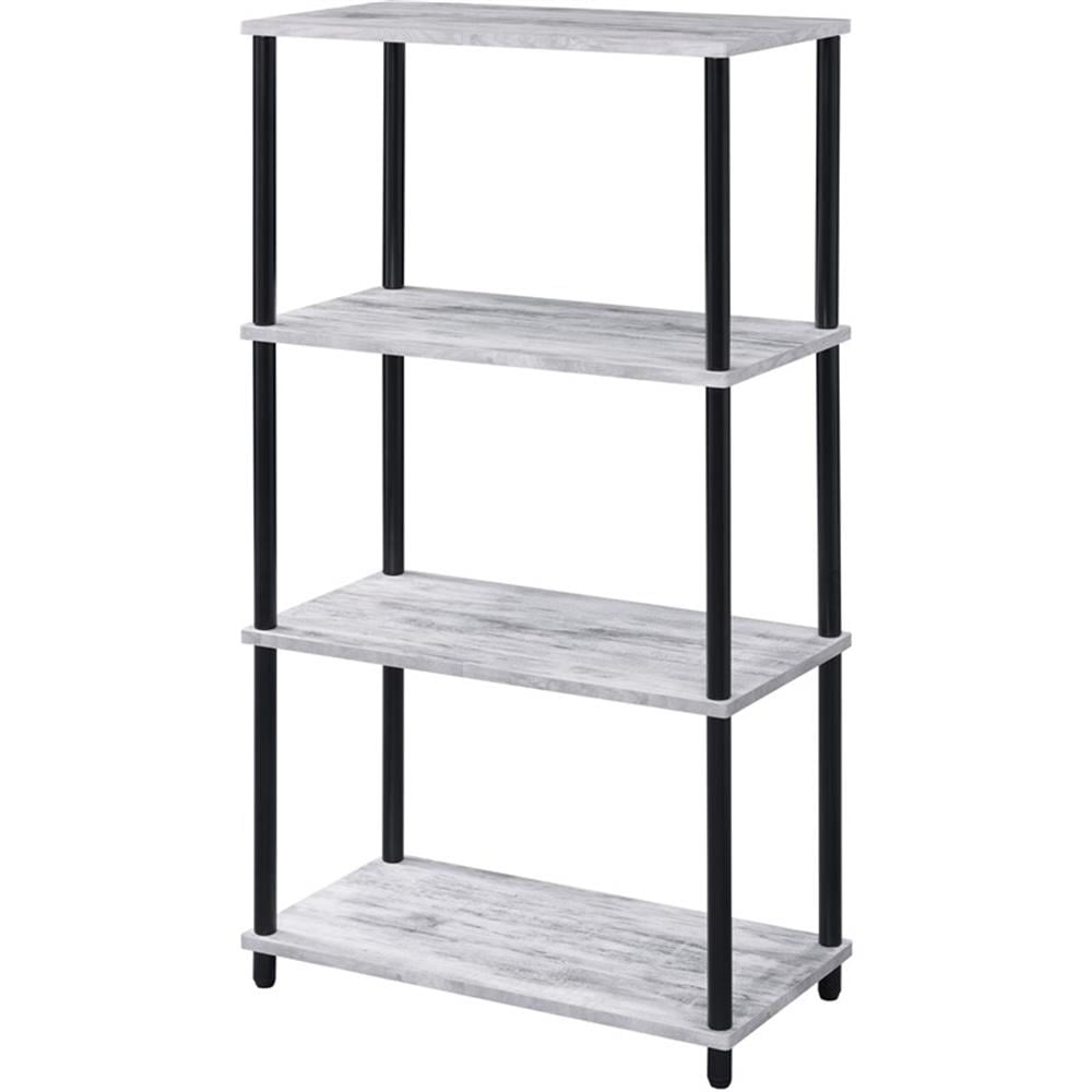 Pemberly Row 4 Wood Shelves Rectangular Bookshelf in Antique White and ...
