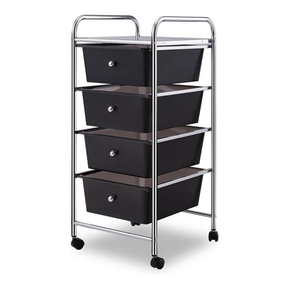 Pemberly Row 4-drawer Contemporary PP and Steel Rolling Storage Cart in ...