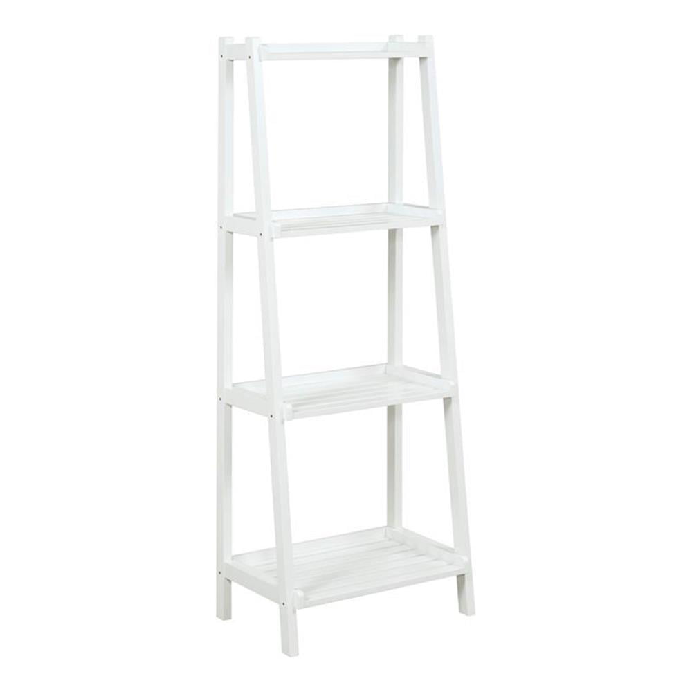 Pemberly Row 4-tier Solid Wood Ladder Shelf Bookcase in White - Walmart.com
