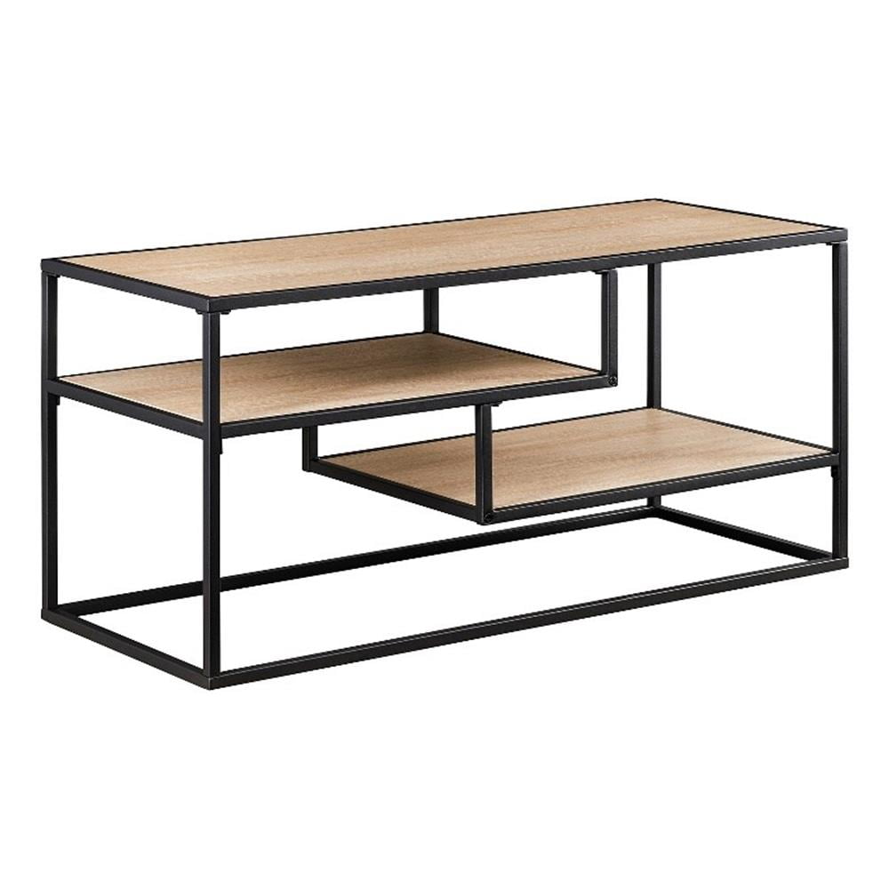 Pemberly Row 40" Contemporary Metal and Wood TV Stand - Coastal Oak ...