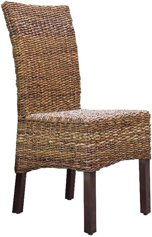 Pemberly Row 40" H Coastal Wicker/Rattan Dining Chair in Brown (Set of ...