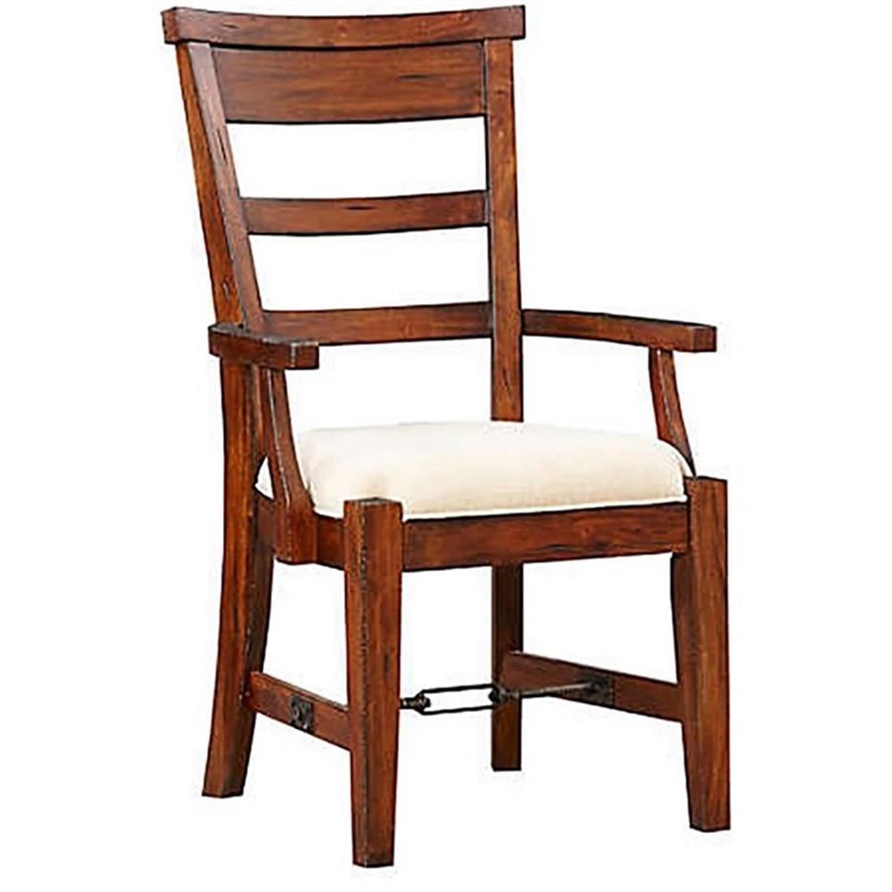 Pemberly Row 40"H Farmhouse Wood/Fabric Arm Chair in Vintage Mocha ...