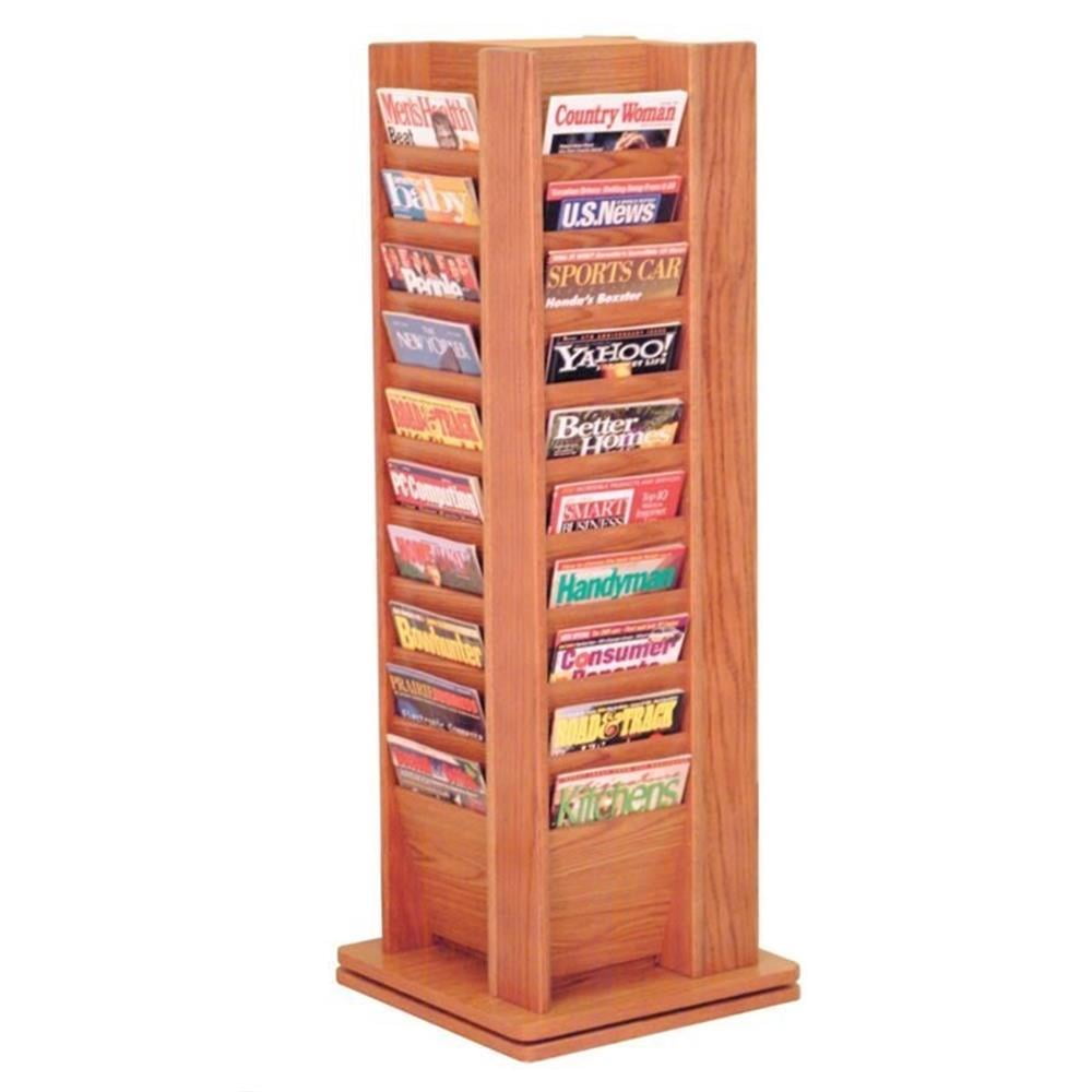 Pemberly Row 40 Magazine Spinning Rack in Medium Oak - Walmart.com