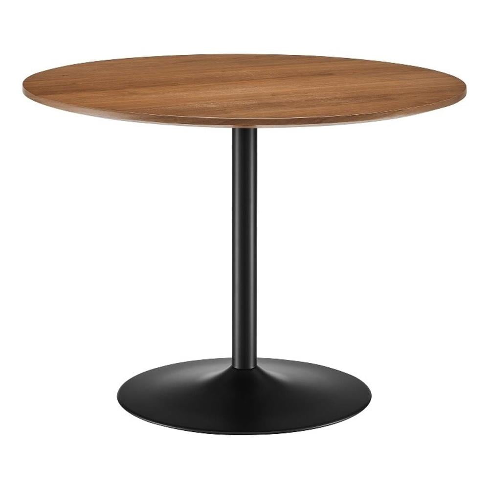 Pemberly Row 40" Metal & MDF Dining Table in Black and Walnut - Walmart.com