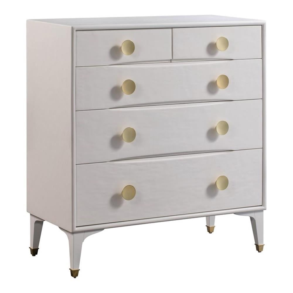 Pemberly Row 41"H Transitional MDF Wood Chest in White/Brass - Walmart.com