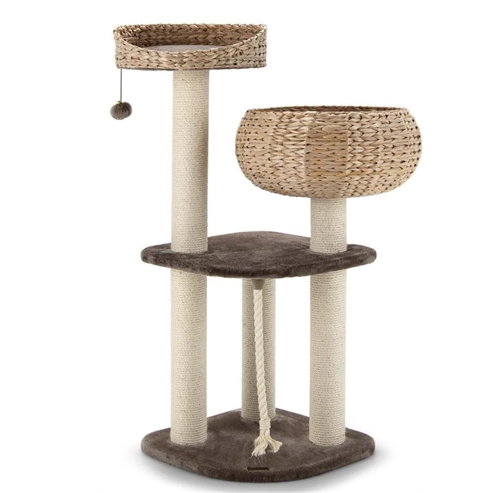 Pemberly Row 41 inch Hand Made Cat Tree Tower Natural Bowl Shaped w/ 2 ...