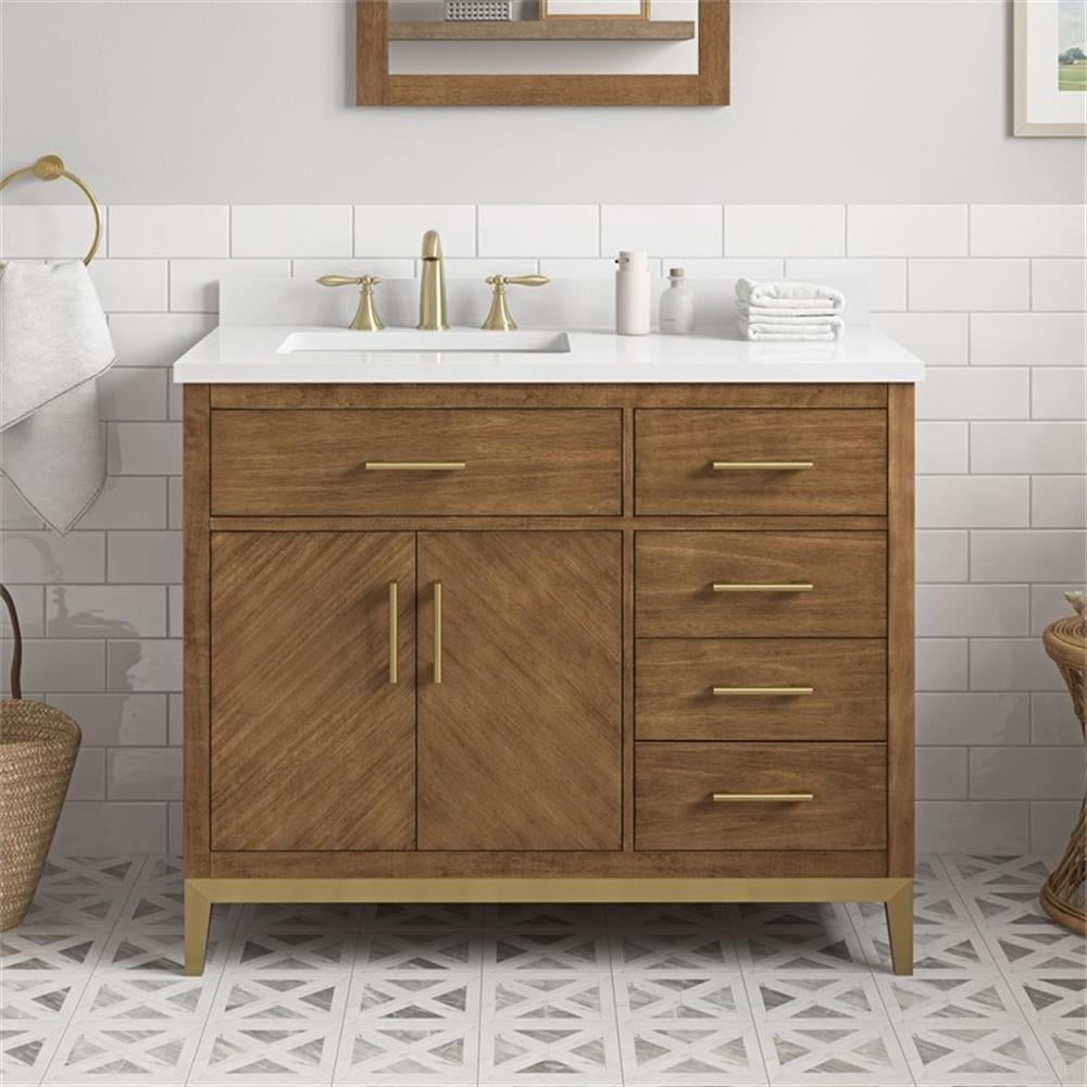 Pemberly Row 42" Bathroom Vanity in Macchiato with White Countertop ...