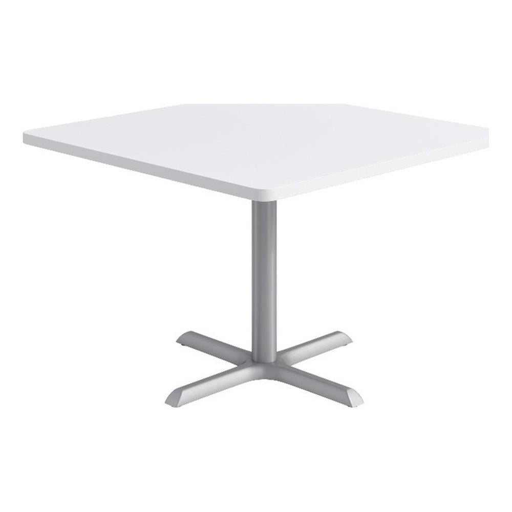 Pemberly Row 42" Square Dining Table - White Top - Silver Base ...