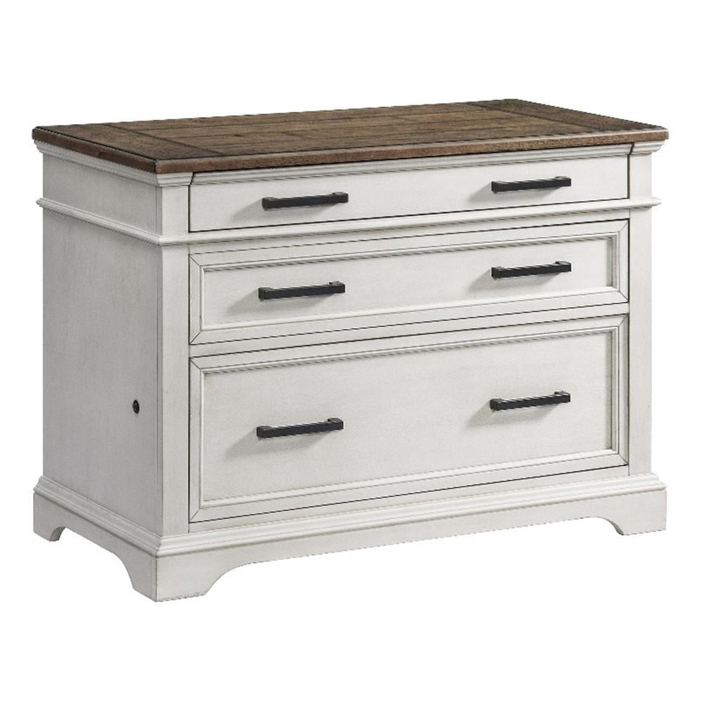 Pemberly Row 42" Transitional Wood Lateral File Cabinet in White / Oak ...