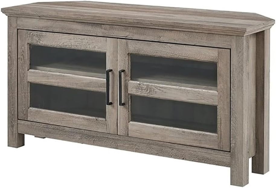 Pemberly Row 44" Modern Rustic Farmhouse Corner TV Stand Console with Storage for TV's up to 48 ...