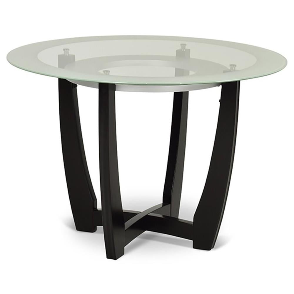 Pemberly Row 45" Round Glass Top Dining Table in Espresso Finish Base ...