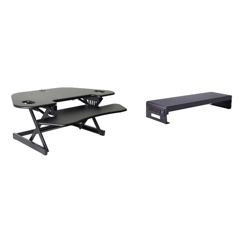Pemberly Row 46" Adjustable Corner Desk Converter w/Monitor Stand ...