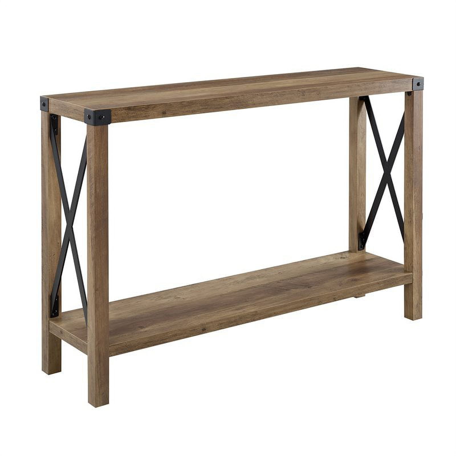 Pemberly Row 46" Metal Entry Table in Reclaimed Barnwood - Walmart.com