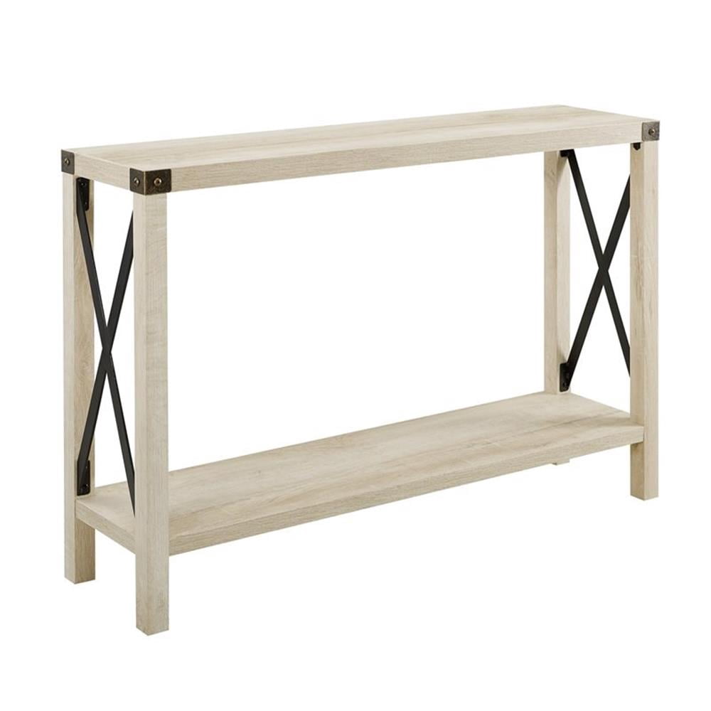 Pemberly Row 46" Metal Entry Table in White Oak - Walmart.com