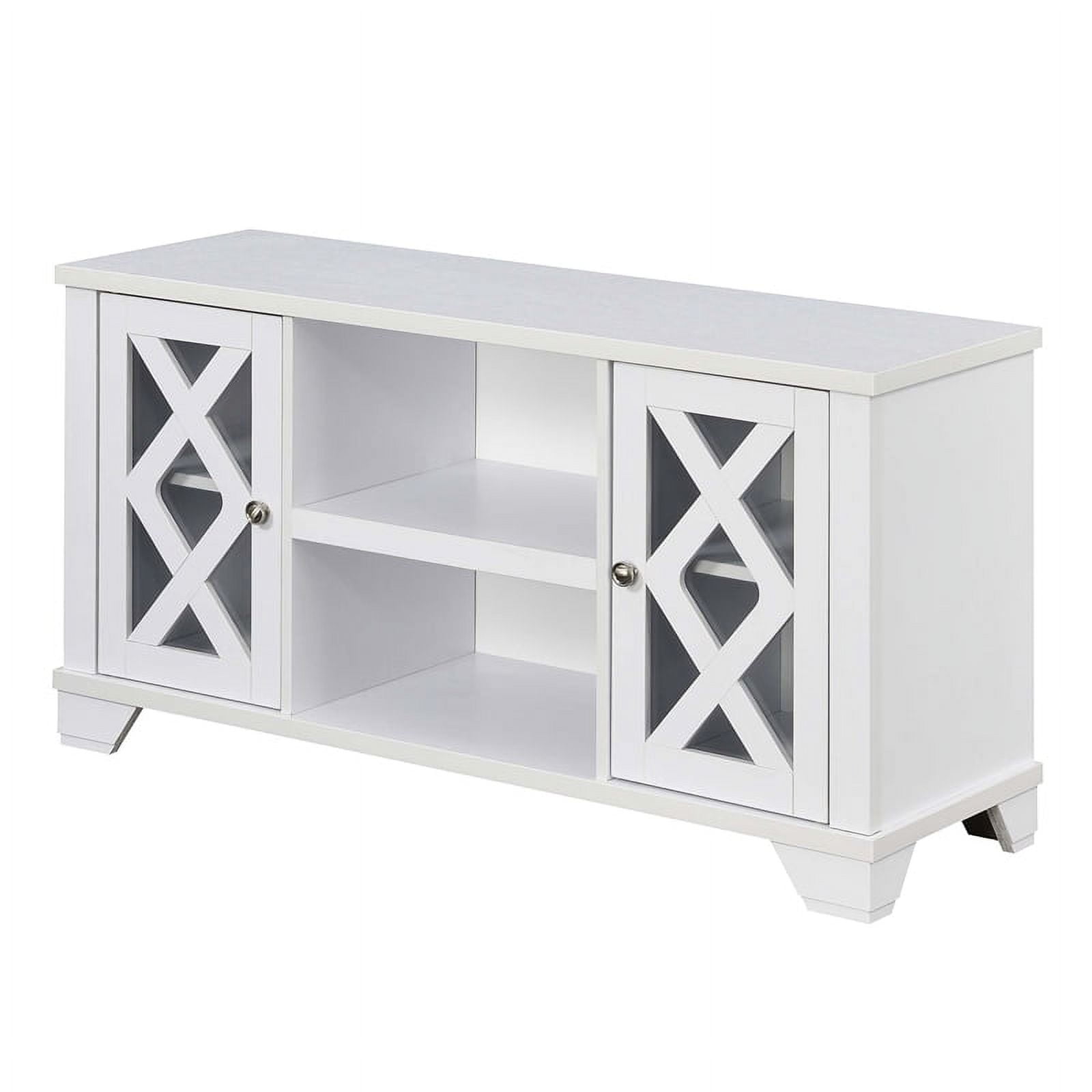 Pemberly Row 47" TV Stand with Storage Cabinets in White - Walmart.com