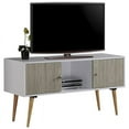 Pemberly Row 47" Wide Retro TV Stand in White Gray Oak - Walmart.com