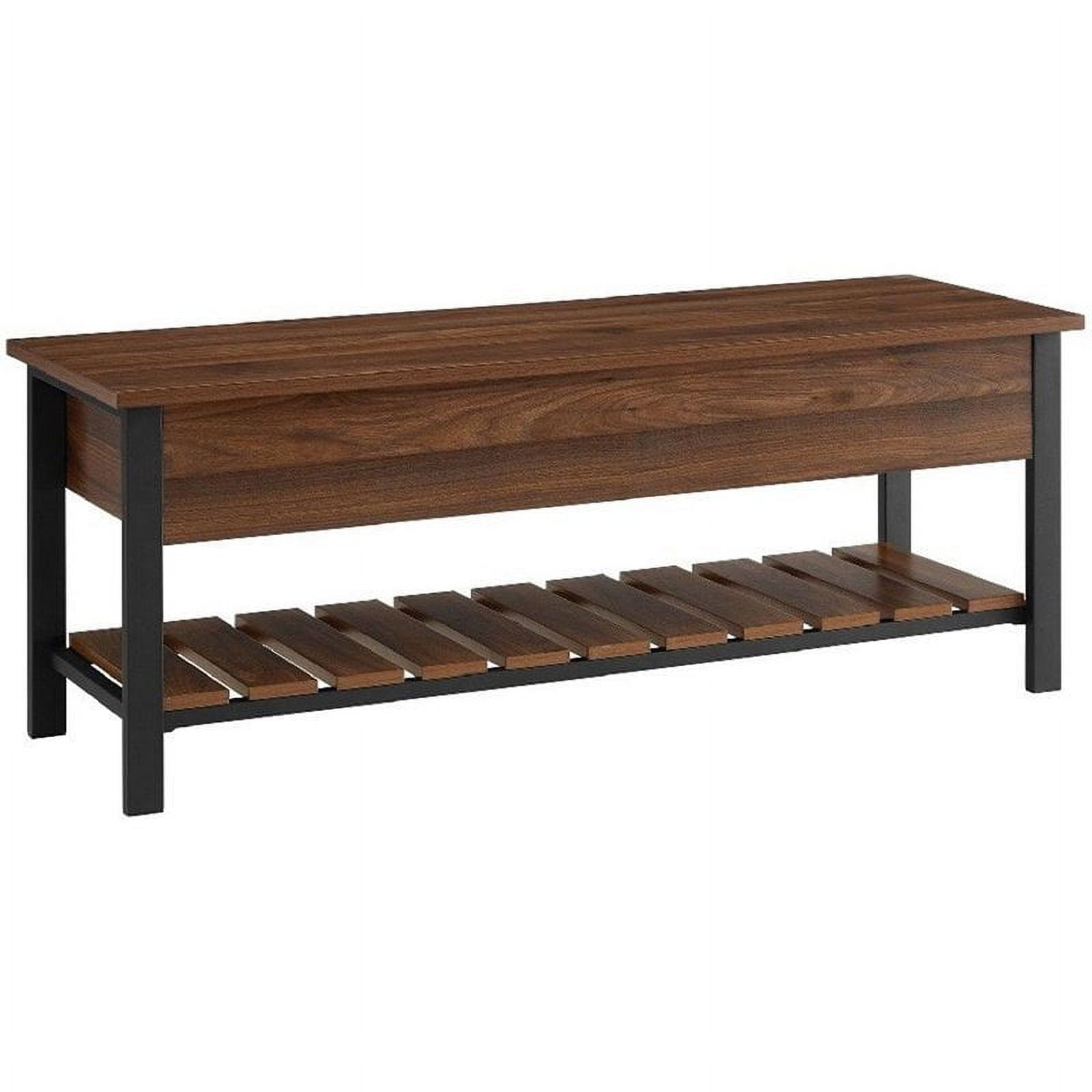 Pemberly Row 48" Modern Farmhouse Wooden Storage Bench in Dark Walnut ...