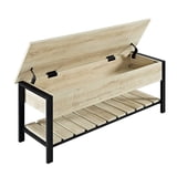 Pemberly Row 48" Open-Top Storage Bench with Shoe Shelf in White Oak ...