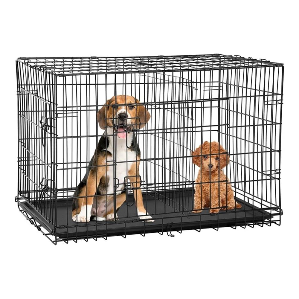 Pemberly Row 48" Transitional Metal Dog Crate Carrier in Black ...