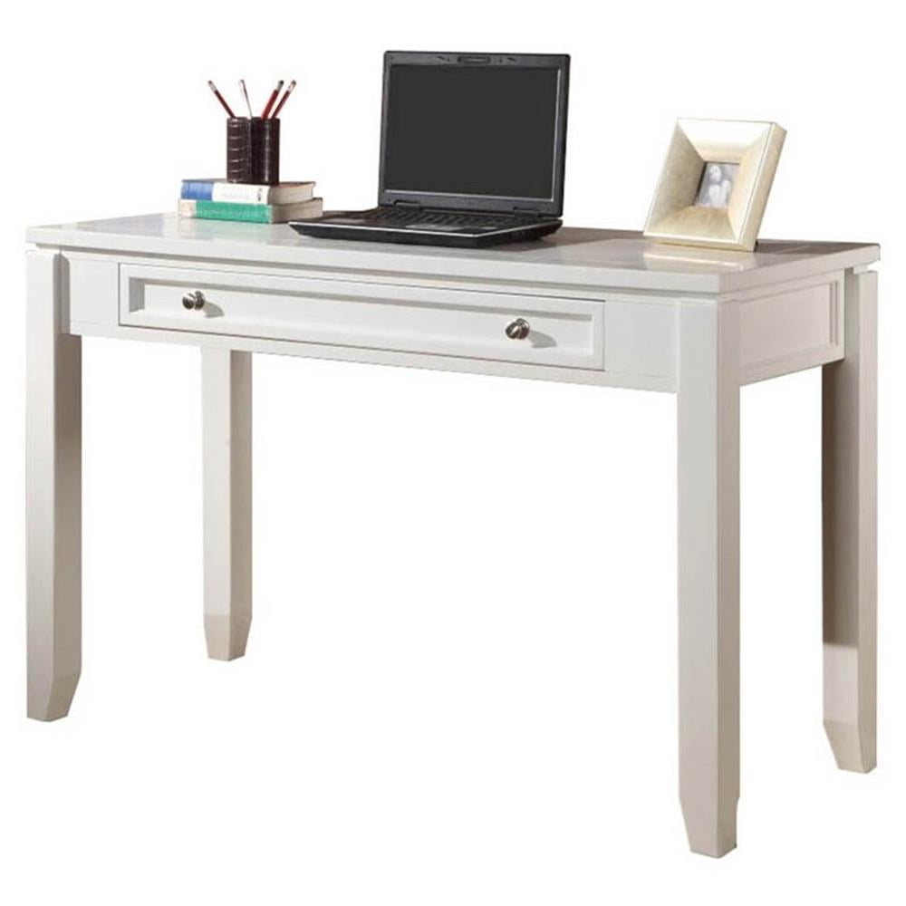 Pemberly Row 48" Transitional Wood Writing Desk in Cottage White ...