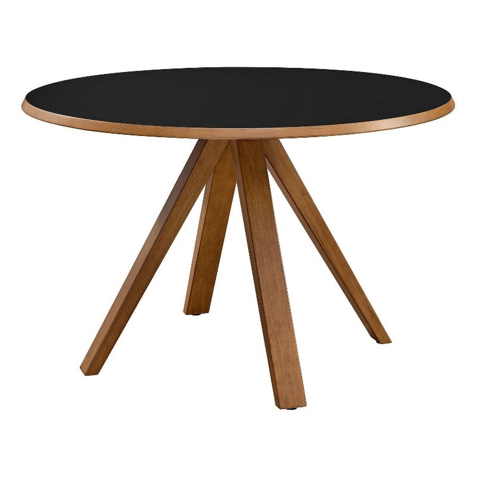 Pemberly Row 48" Wood Round MCM Dining Table in Black/English Oak ...