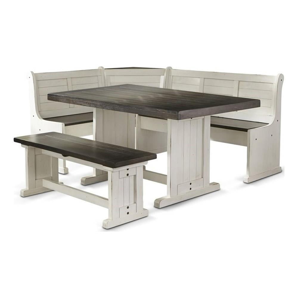 Pemberly Row 4PCs Corner Dining Set/Breakfast Nook in Brown with ...
