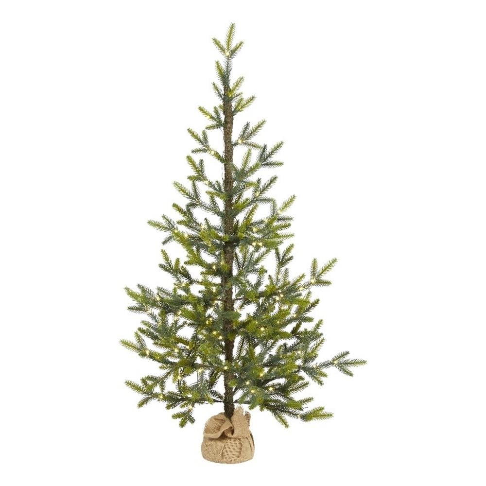 Pemberly Row 4ft Fir Natural Look Christmas Tree with 100 Clear LED ...