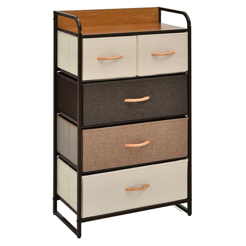 Pemberly Row 5-Drawer/4-Tier Dresser Storage Organizer Tower w/ Wood ...
