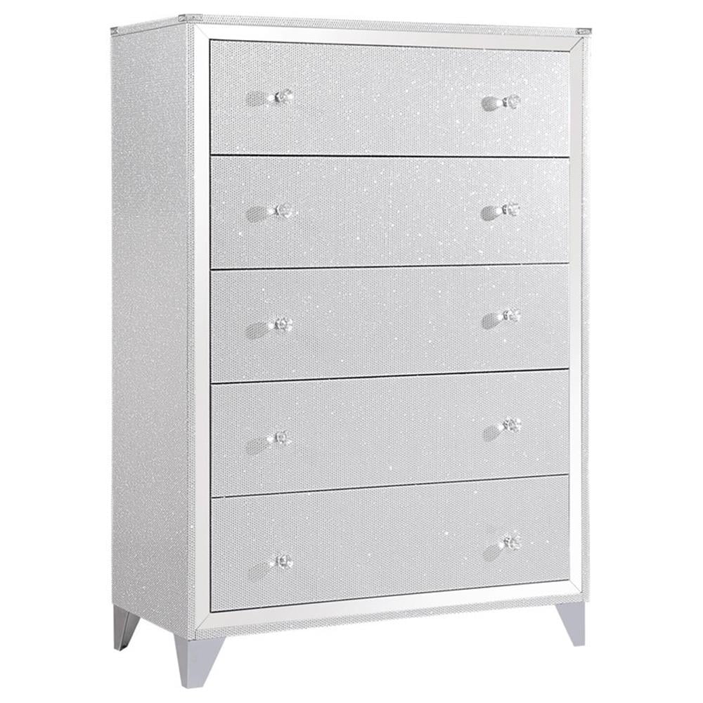 Pemberly Row 5 Drawer Modern Wood Rectangular Chest in Silver - Walmart.com