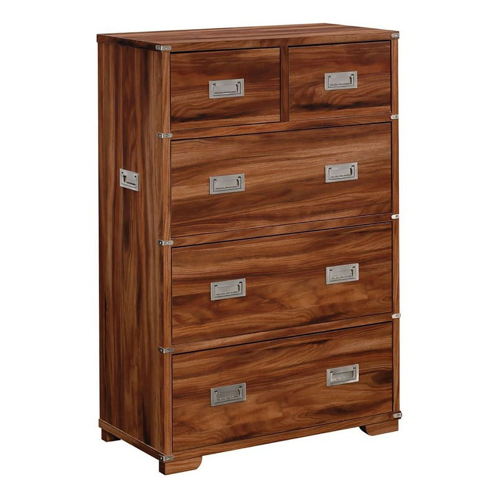 Pemberly Row 5-Drawer Transitional Engineered Wood Chest in Brown ...